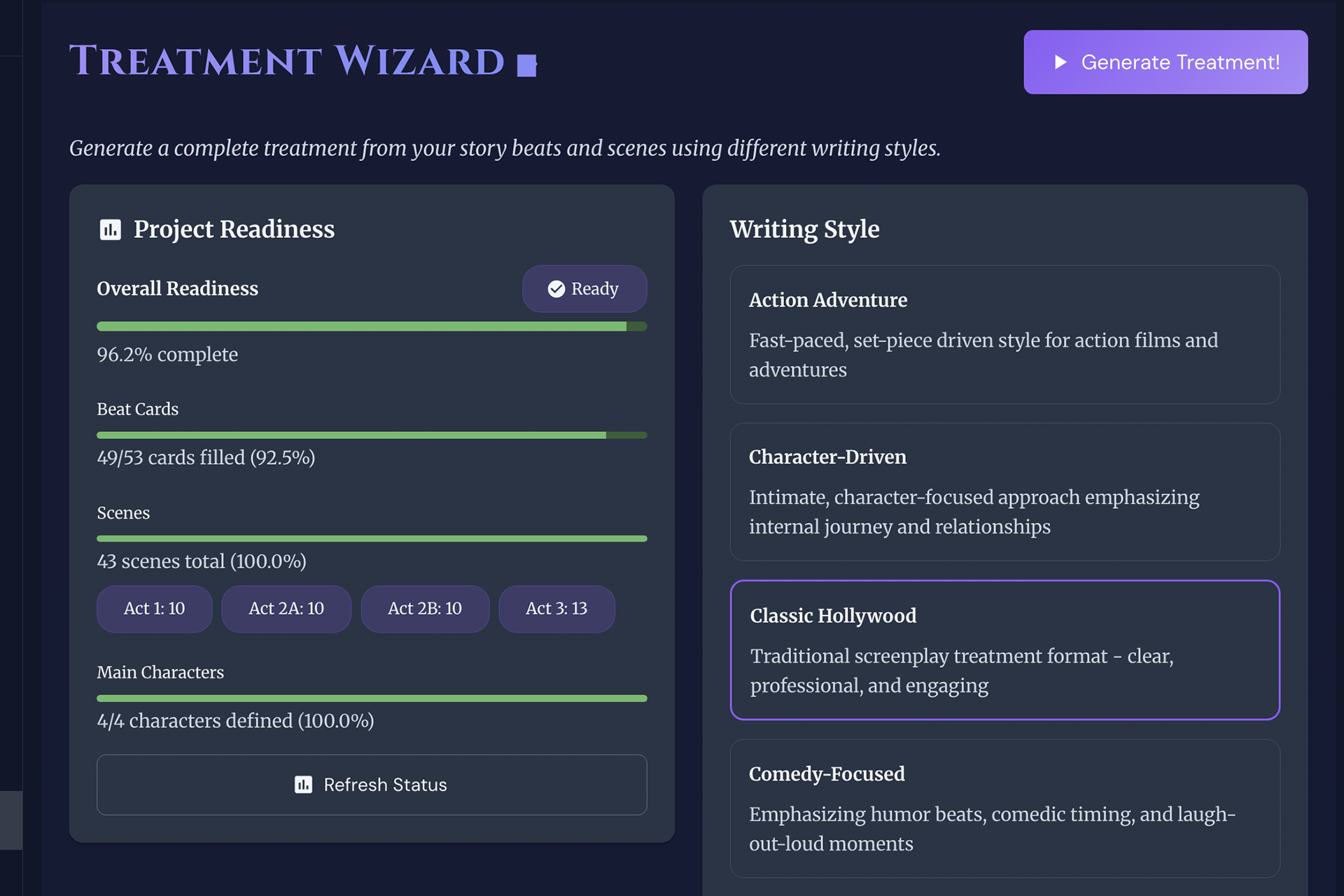 BeatBandit – AI Screenwriting & Beat Sheet Software